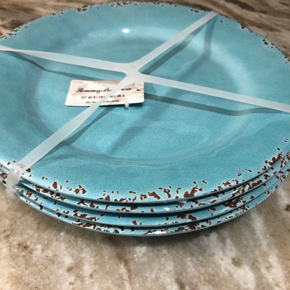 Tommy Bahama | Dining | Tommy Bahama Melamine 4pc Turquoise Blue Rustic ...